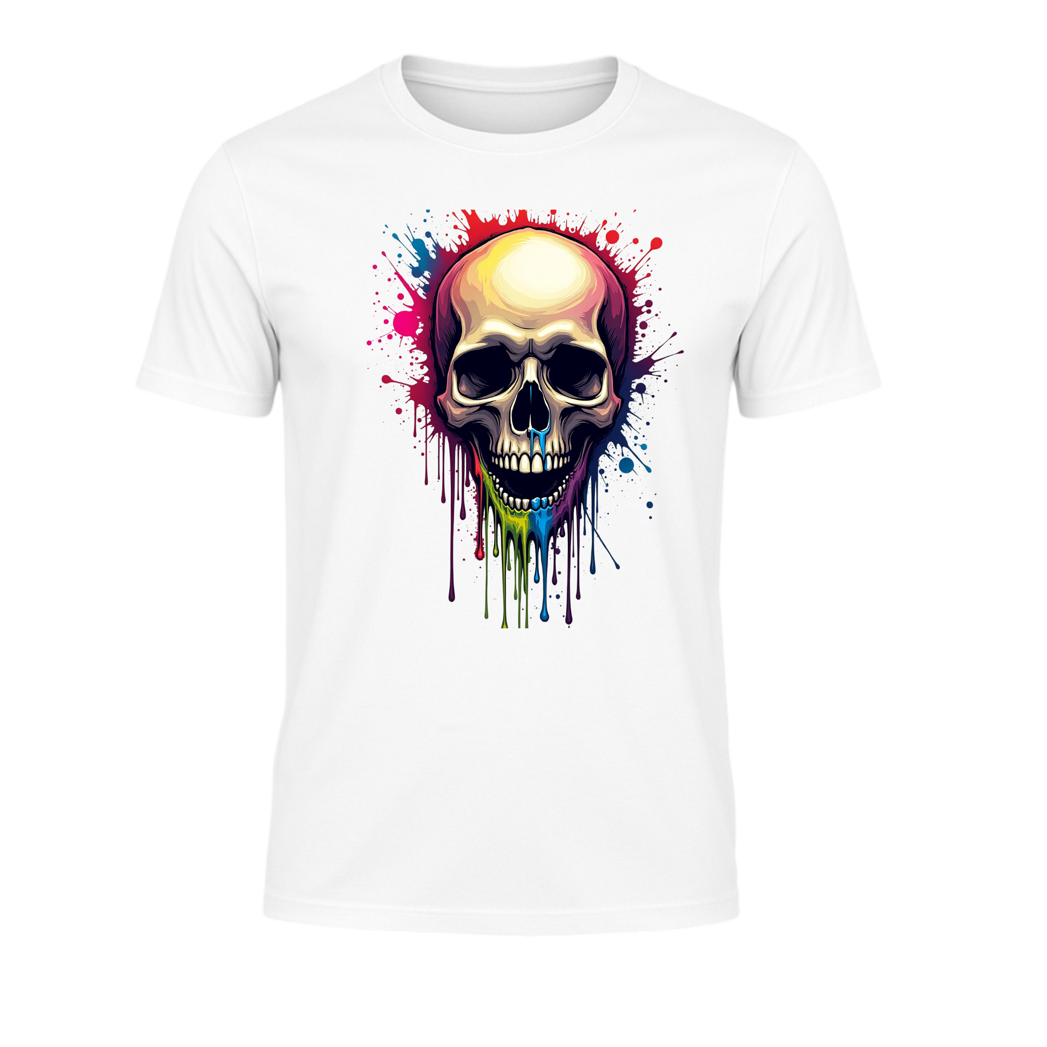 Drooling Skull - Bursting colors skull PrintPromp pure cotton AI T-Shi ...